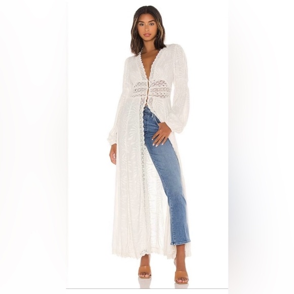 Free People | Tops | Free People Small Shady Palm Maxi Top White Long ...